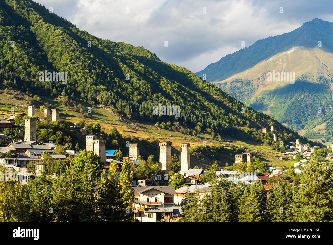 Traditional Svanetian towers, Unesco World Heritage Site, Medieval ...