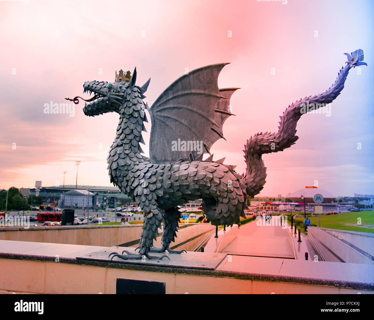 Photo of a macro a statue dragon near the walls of the Kazan Kremlin ...
