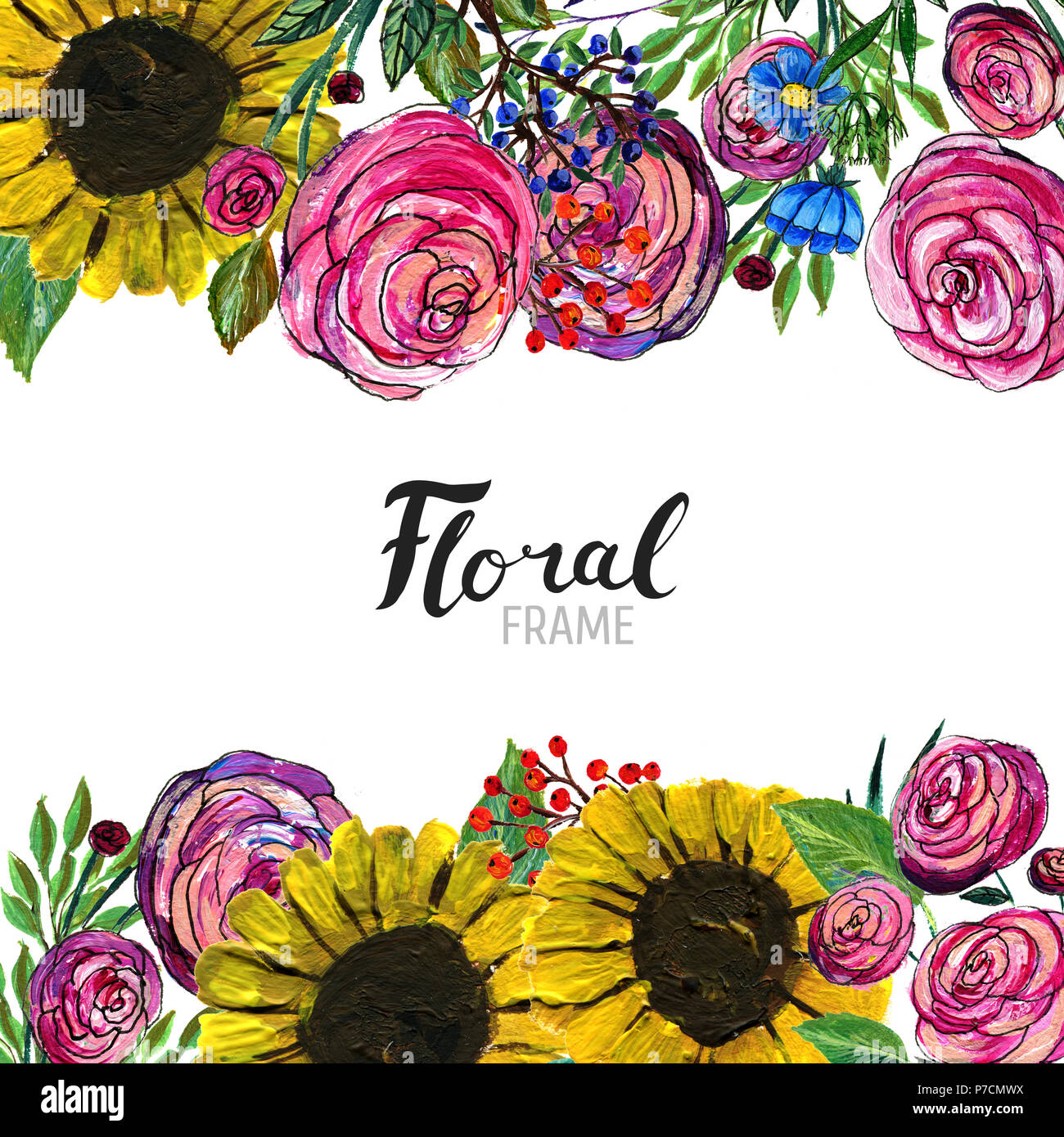 Hand drawn Flower Border Stock Photo - Alamy