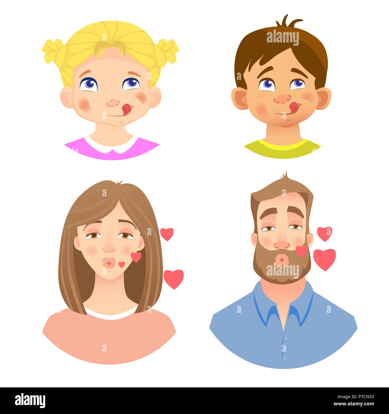 Emotions of human face. Set of avatars with different emotions ...