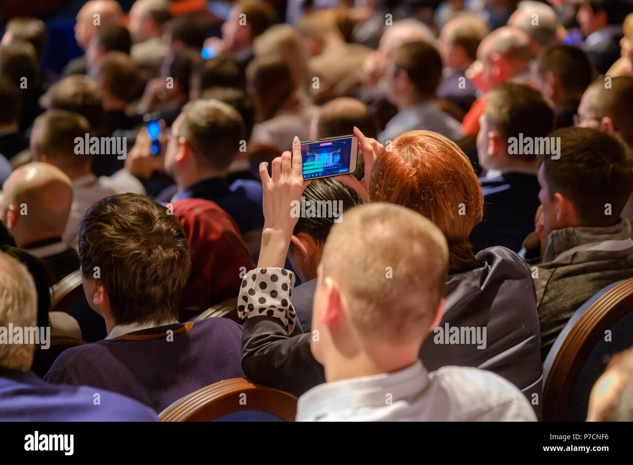 People attend business conference in the congress hall Stock Photo - Alamy