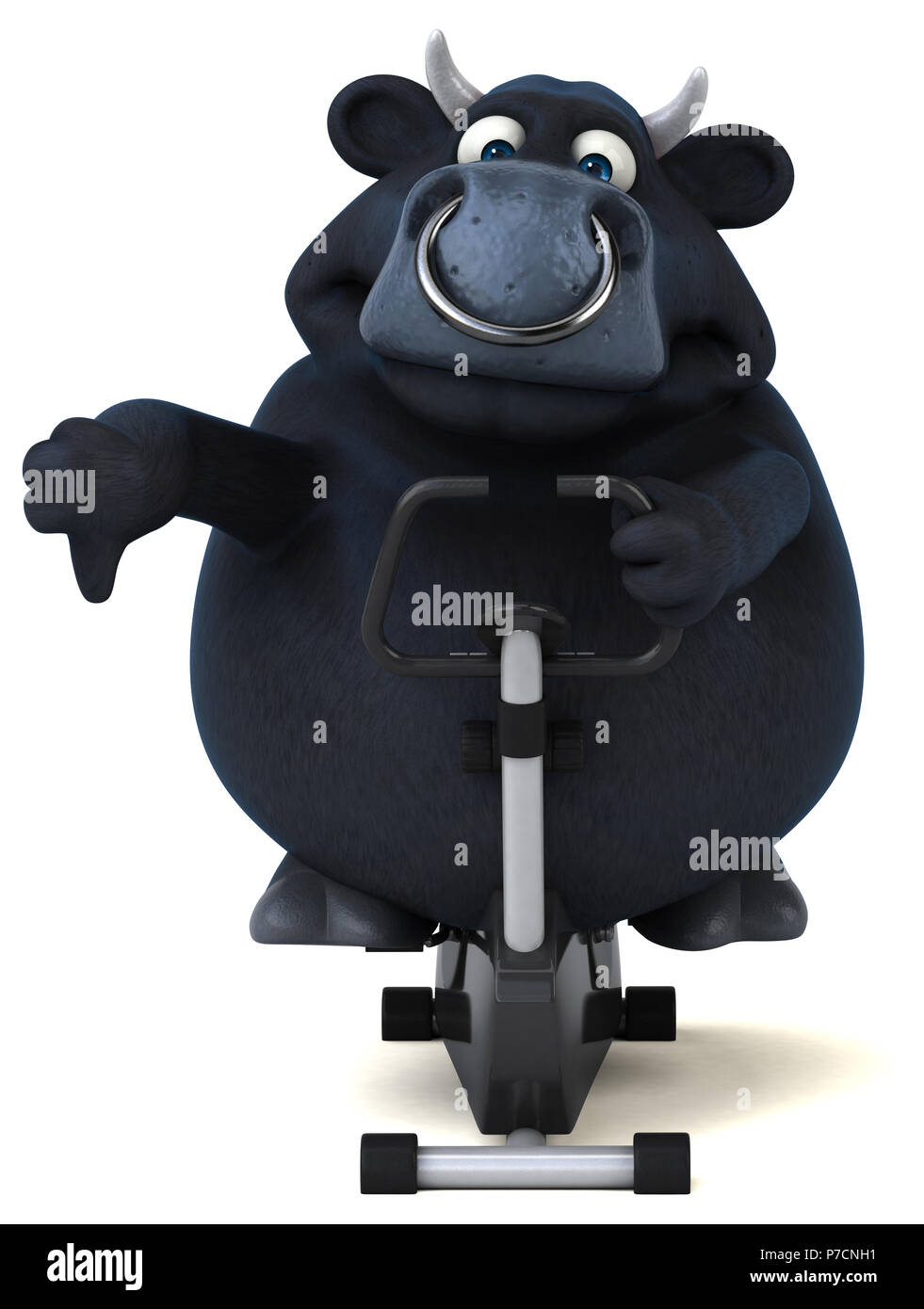Fun black bull - 3D Illustration Stock Photo - Alamy