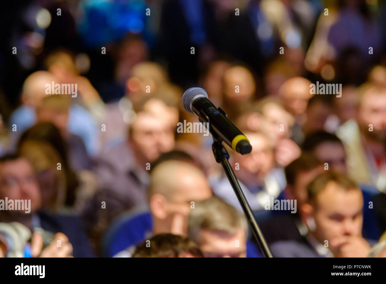 Microphone close up at the conference hall Stock Photo - Alamy