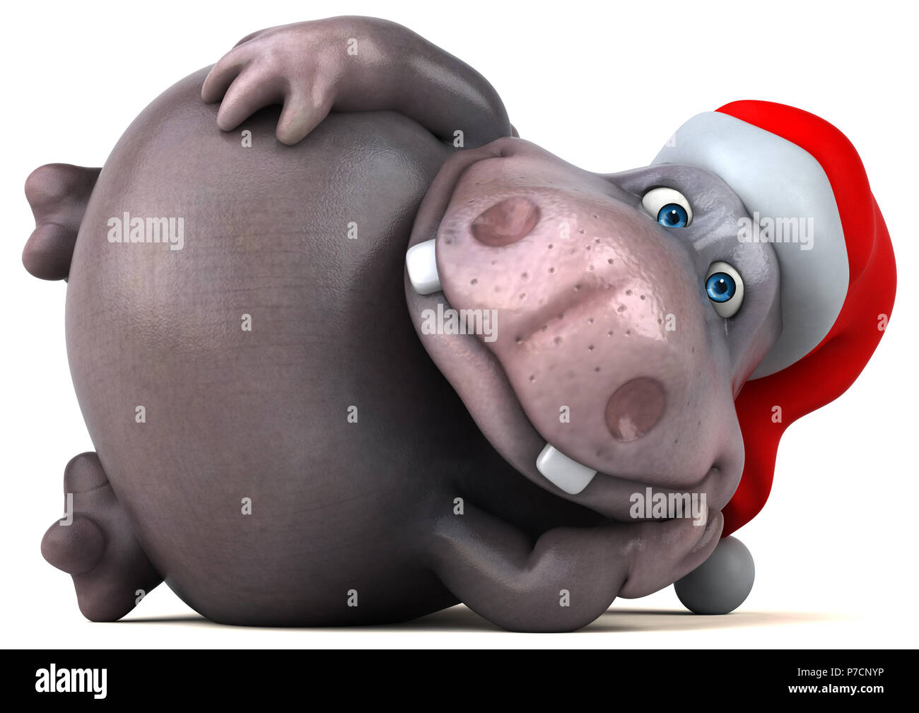 Fun hippo - 3D Illustration Stock Photo - Alamy