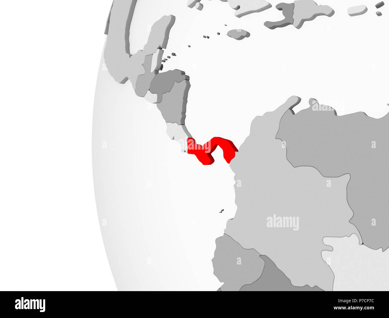 Panama highlighted on grey 3D model of political globe with transparent ...