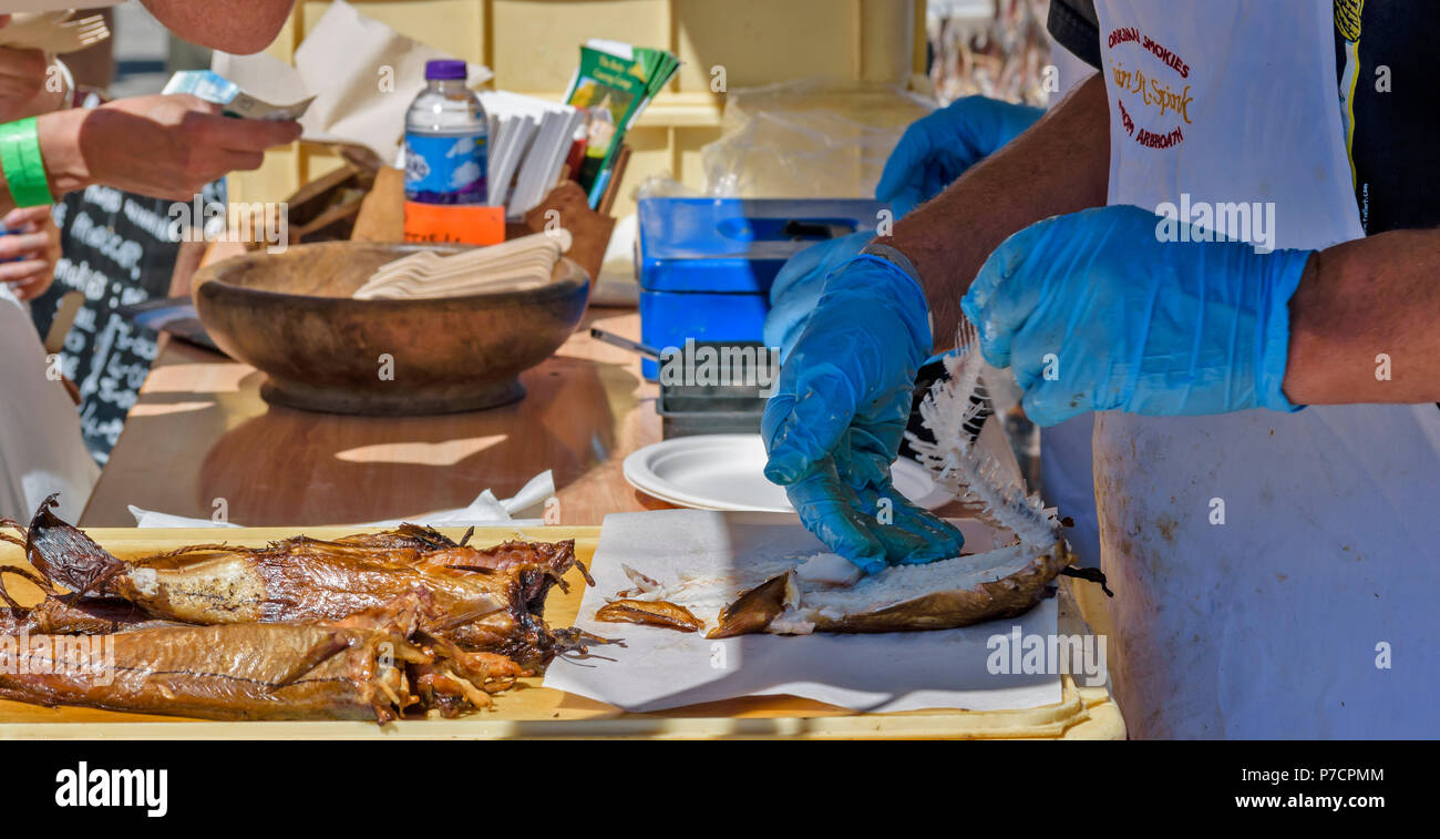 PORTSOY FESTIVAL ABERDEENSHIRE SCOTLAND ARBROATH SMOKIES HADDOCK ...