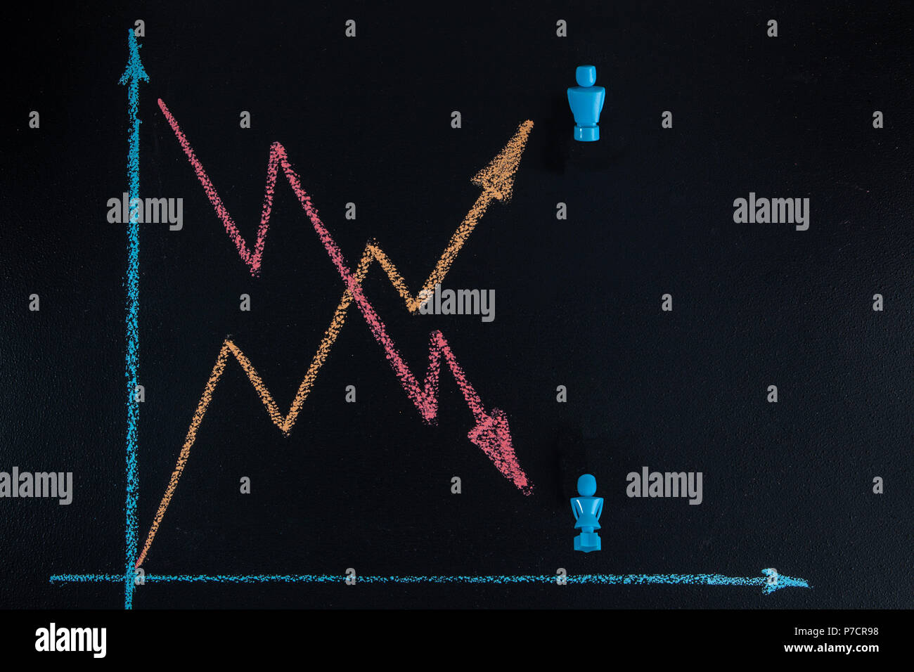 Gender equality concept - line graph hand drawn with chalk on ...