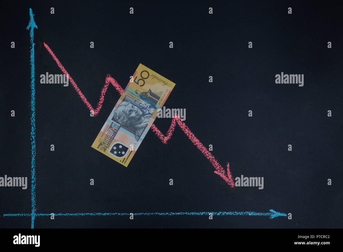 Currency forex trends market concept - decreasing trend depicted with ...