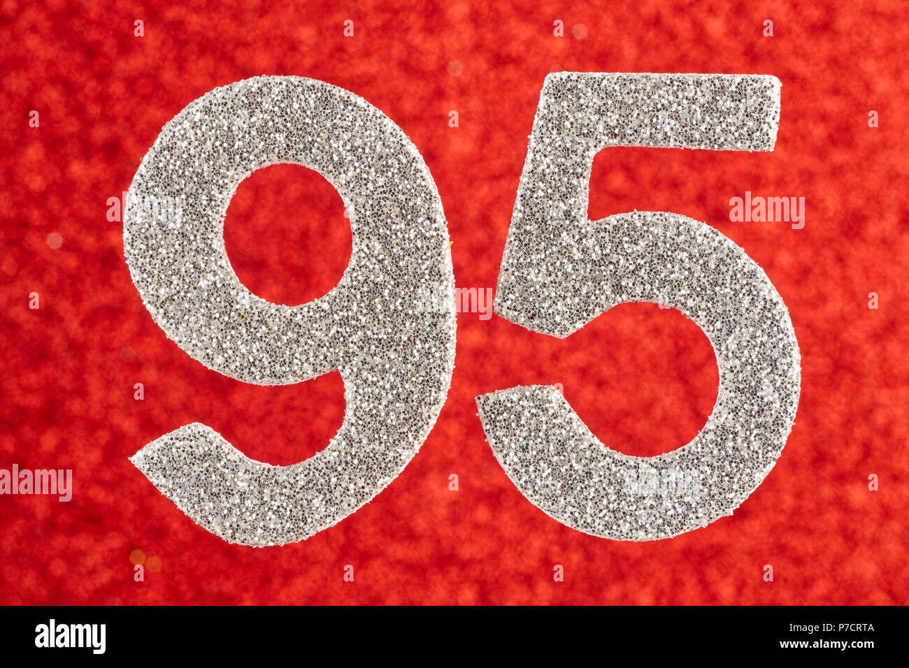 Number ninety-five silver color over a red background. Anniversary ...