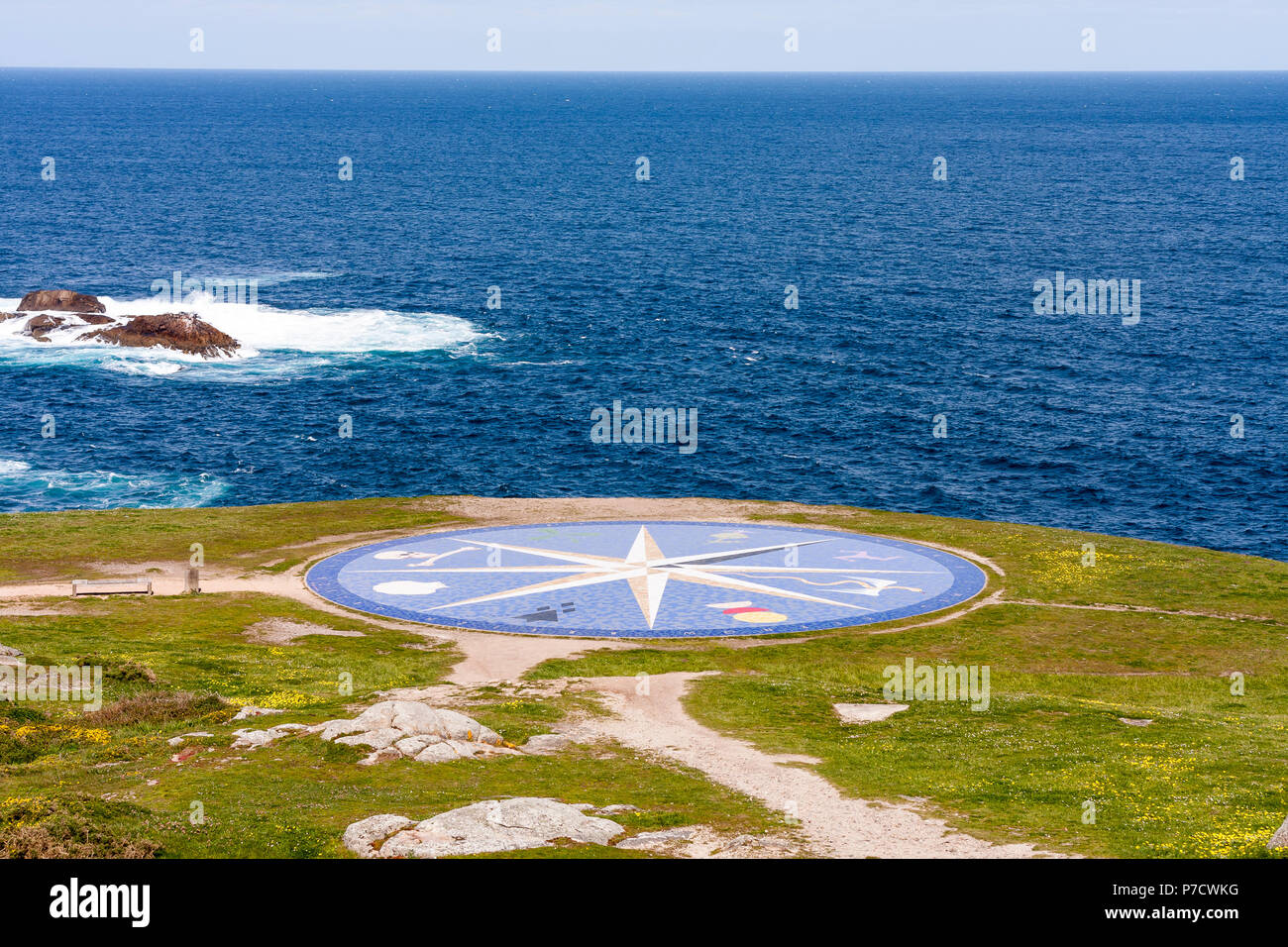 Compass rose in Corunna, Spain pointing the front corners of the Tower ...