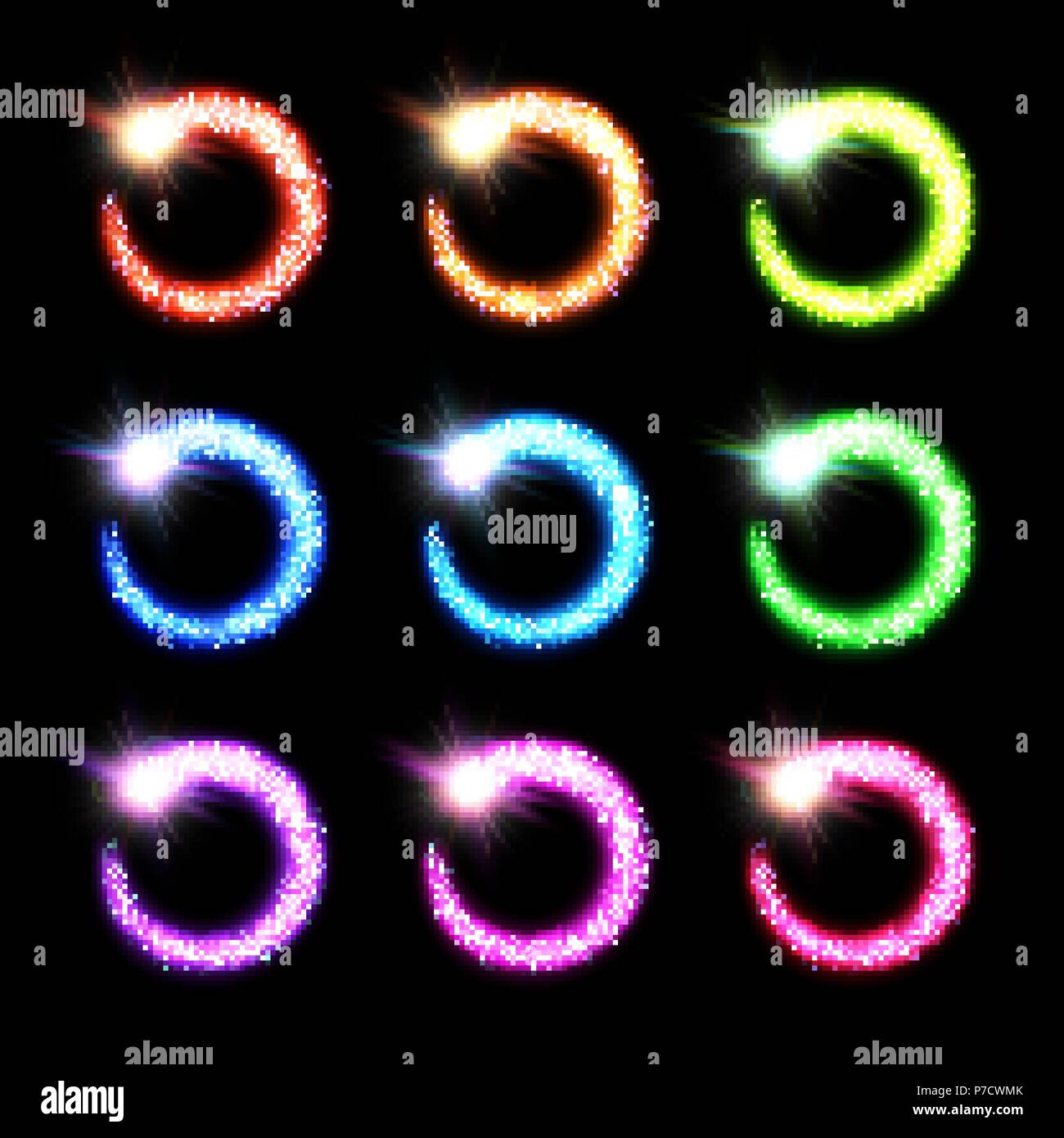 Colorful glowing round comet collection Stock Vector Image & Art - Alamy