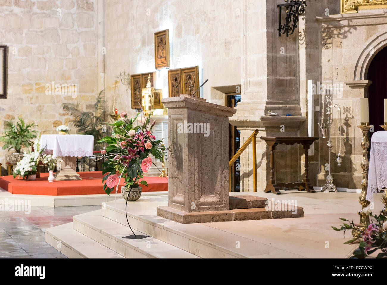 pulpit inside a Catholic church to read the Bible Stock Photo - Alamy