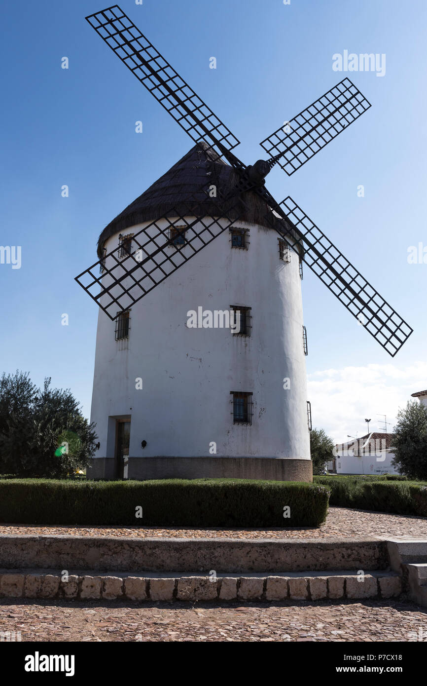 famous traditional windmill Castilla La Mancha, in Spain Stock Photo ...
