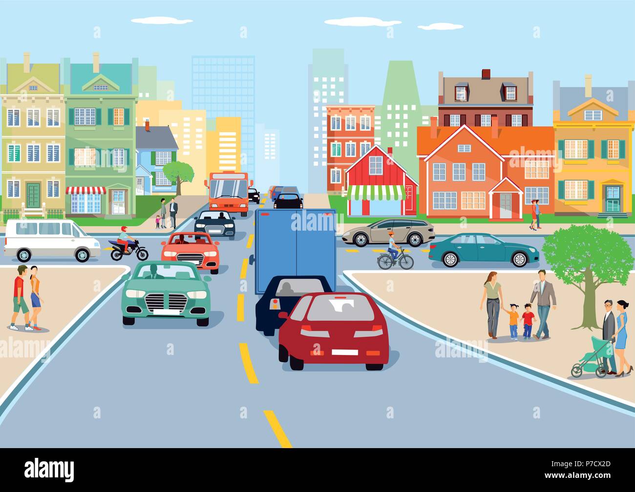 City with traffic illustration Stock Vector Image & Art - Alamy