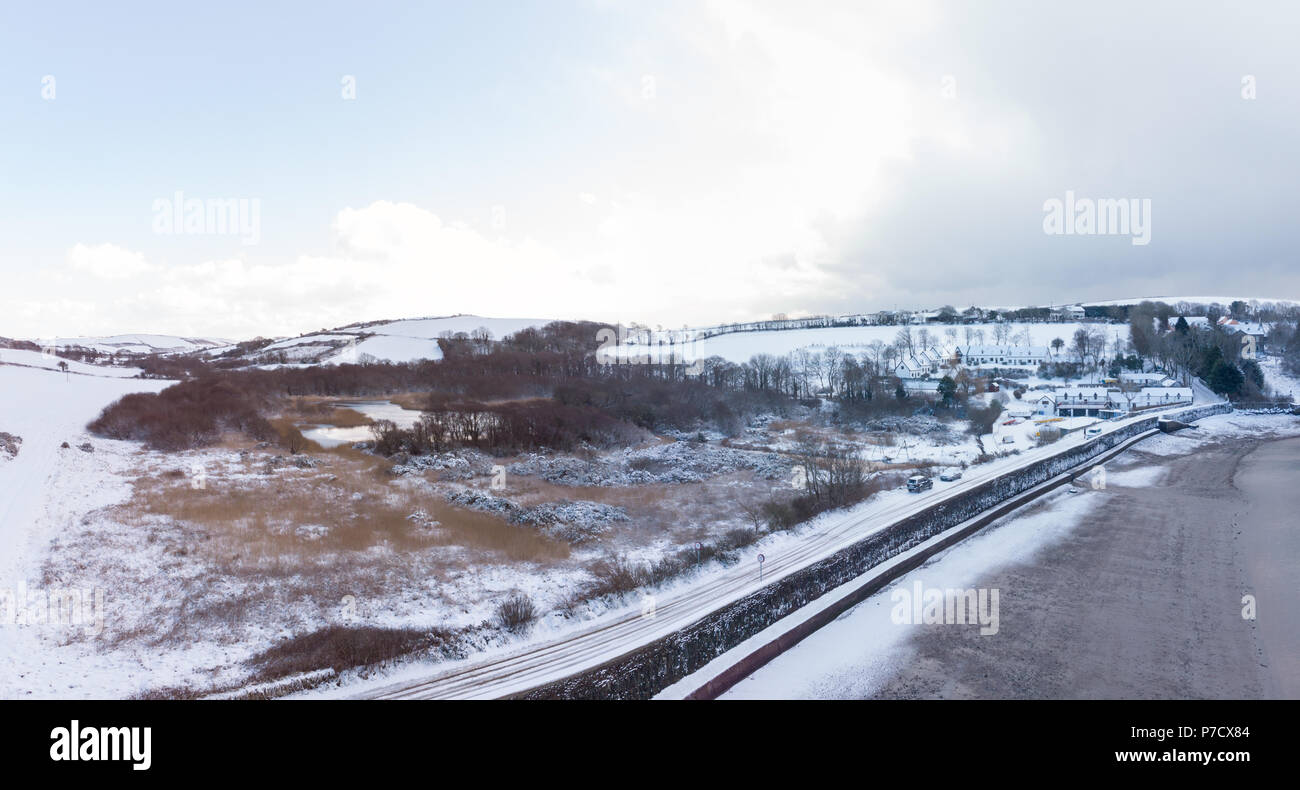Aerial view of snowy landscape Stock Photo - Alamy