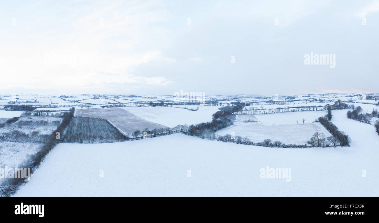 Aerial view of snowy landscape Stock Photo - Alamy