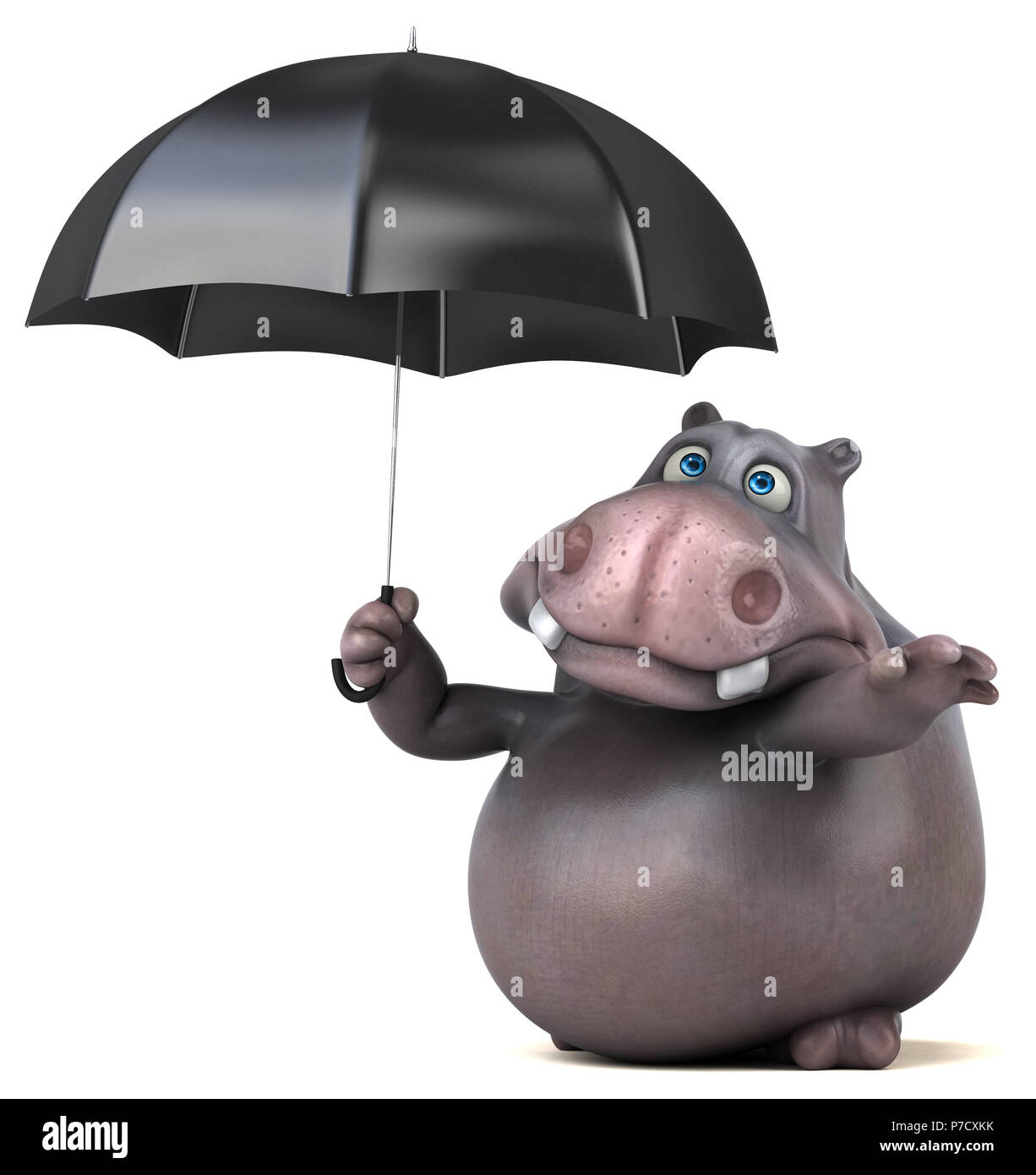 Fun hippo - 3D Illustration Stock Photo - Alamy