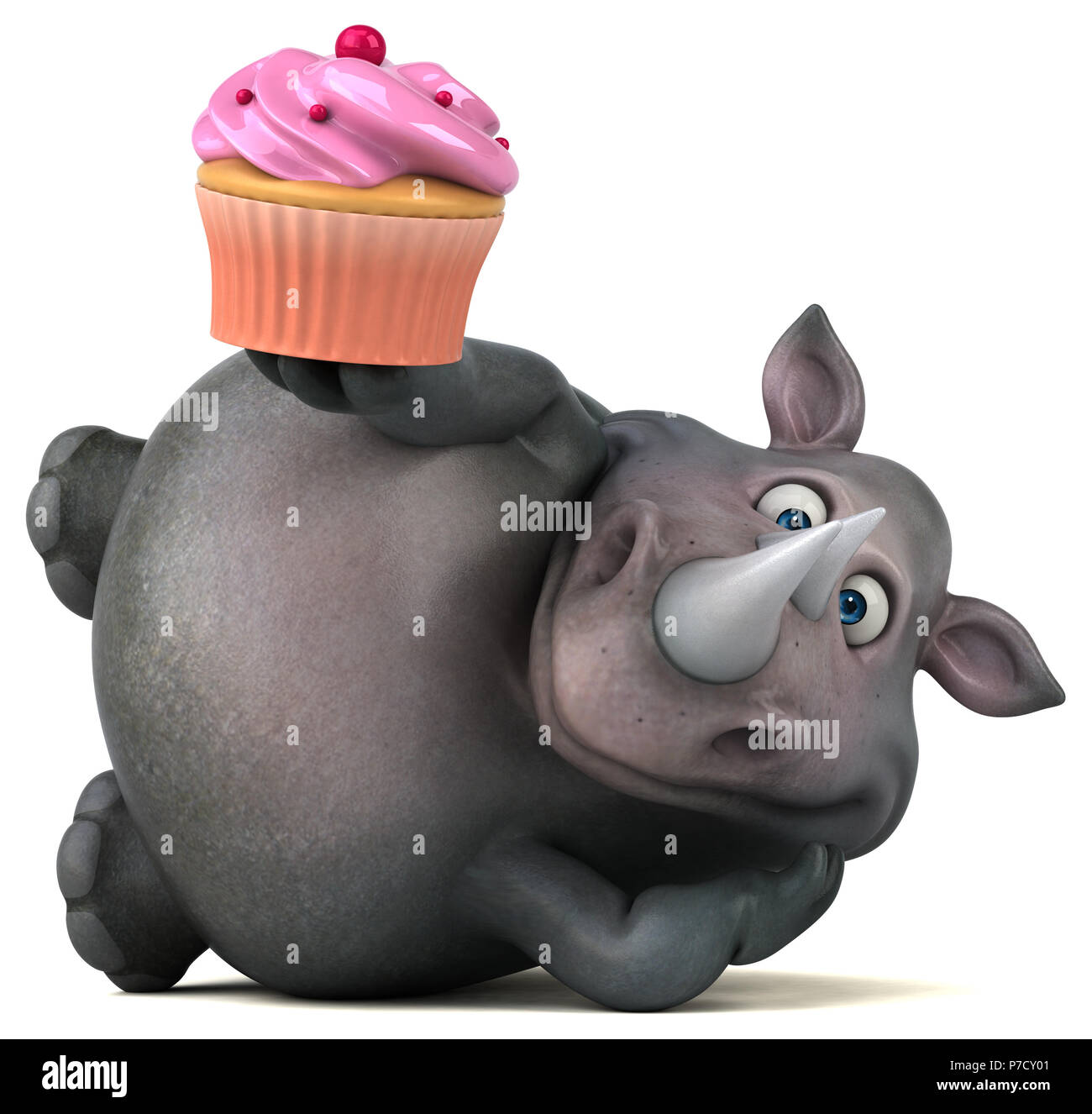 Fun rhinoceros - 3D Illustration Stock Photo - Alamy