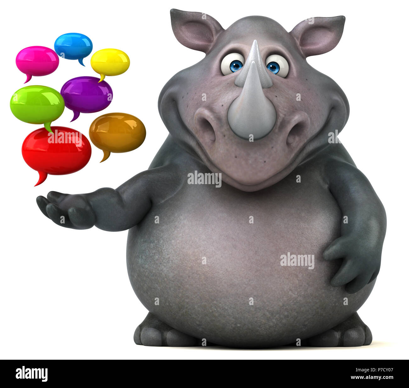 Fun rhinoceros - 3D Illustration Stock Photo - Alamy