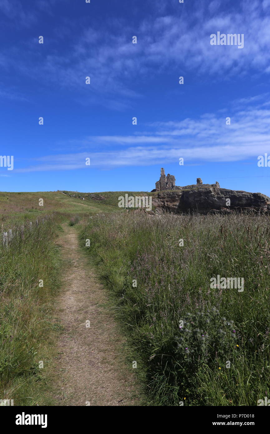 Fife Coastal Path and ruins of Newark castle Fife Scotland July 2018 ...