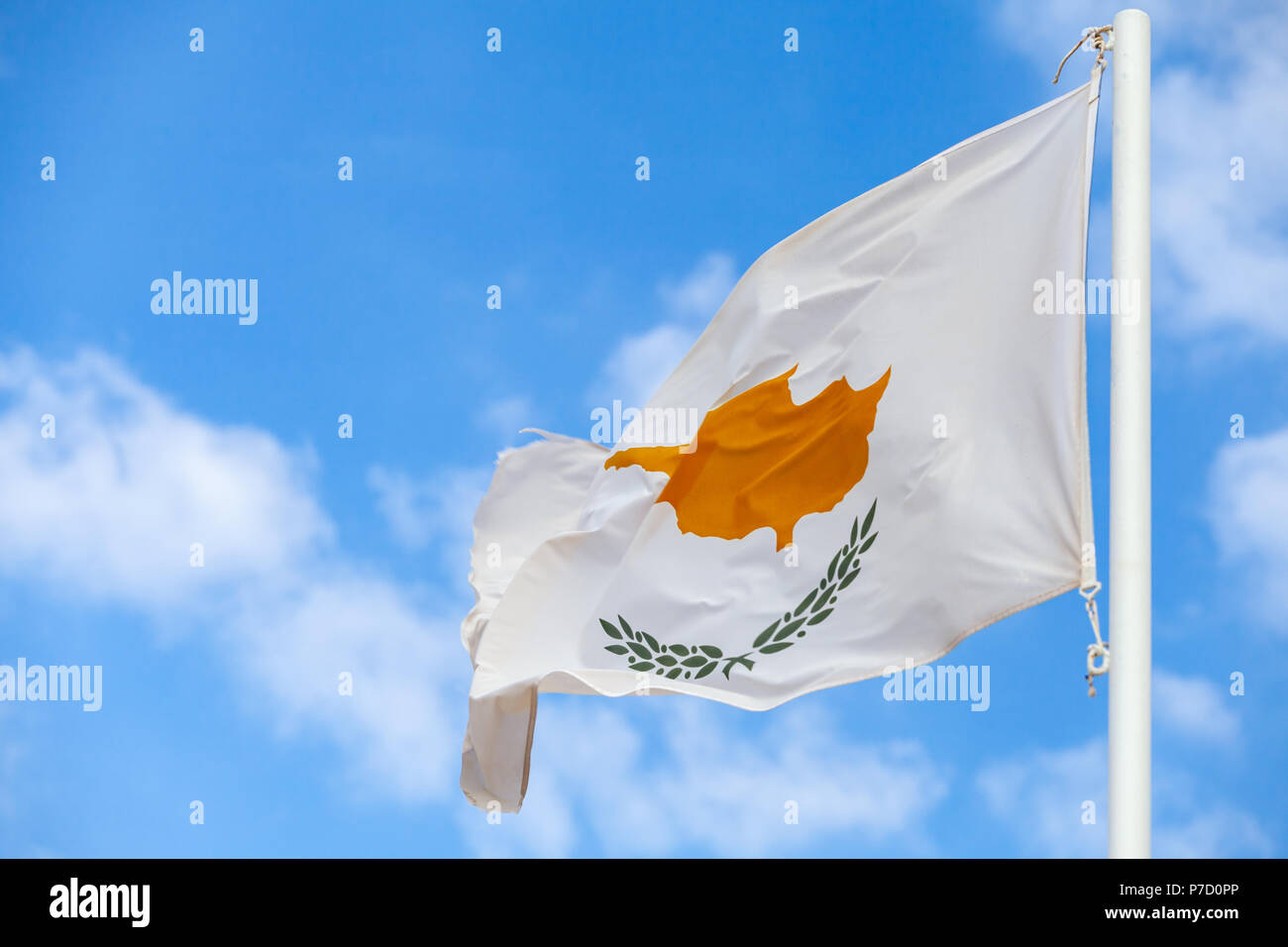 Blue sky background with cyprus flag hi-res stock photography and ...