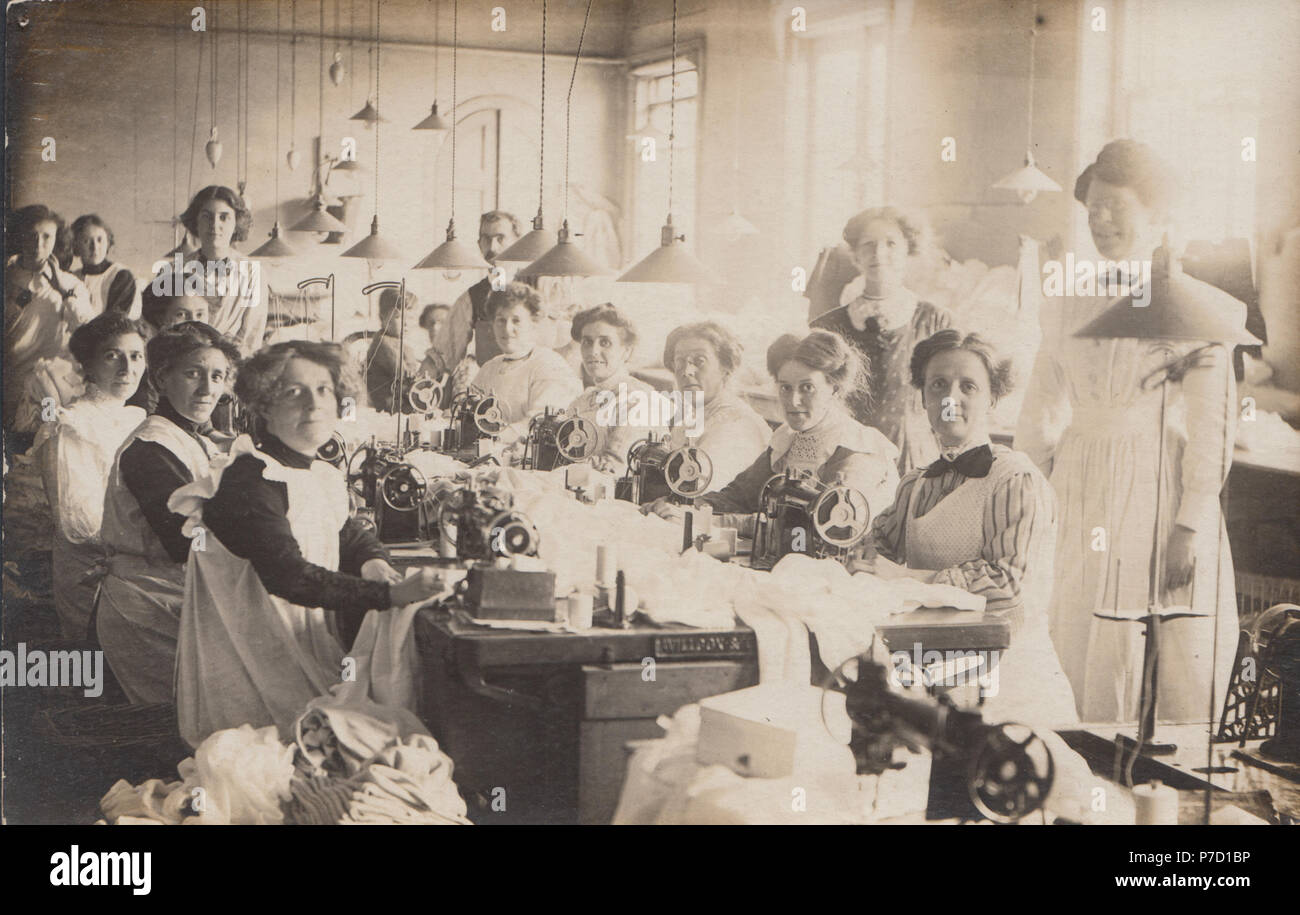 Vintage Photograph of British Seamstresses at Work Stock Photo - Alamy