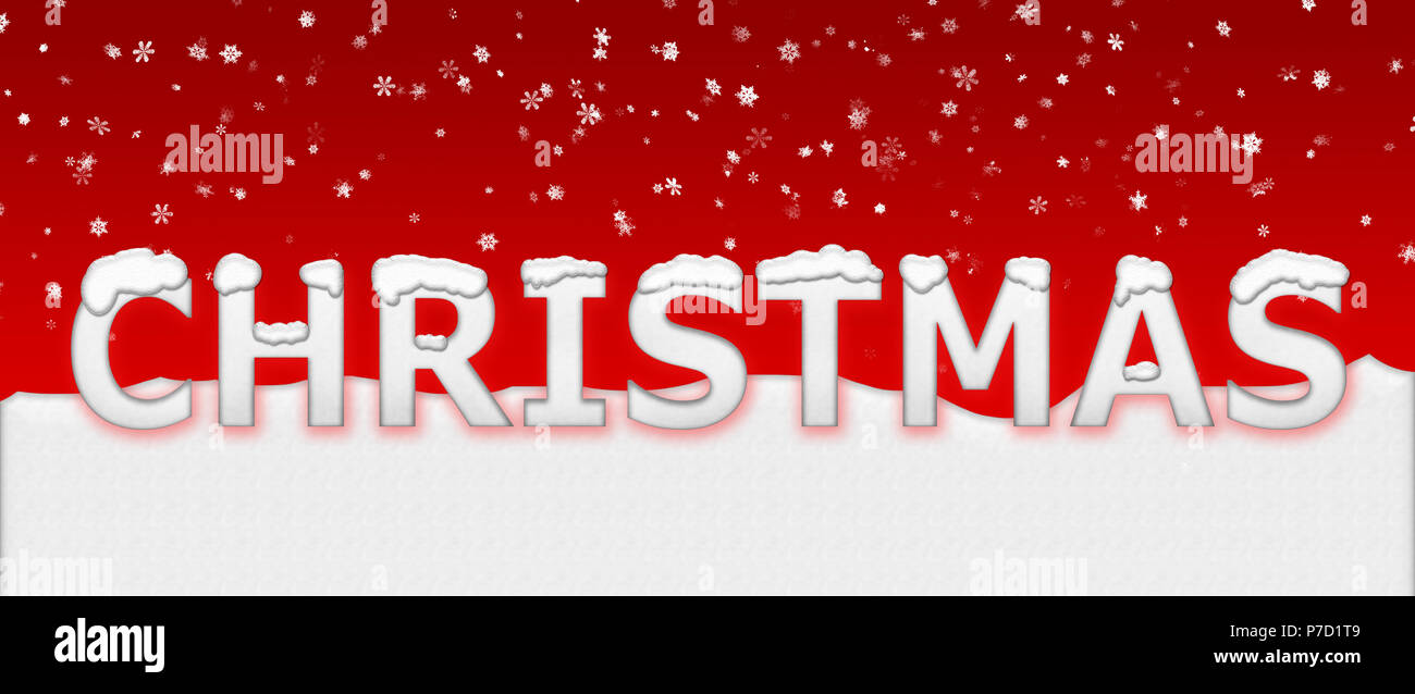 Fun snowy Christmas text background with red Stock Photo - Alamy