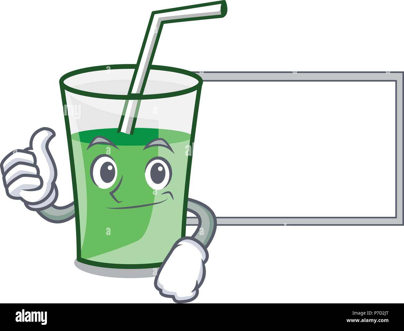 Thumbs up with board green smoothie character cartoon Stock Vector ...