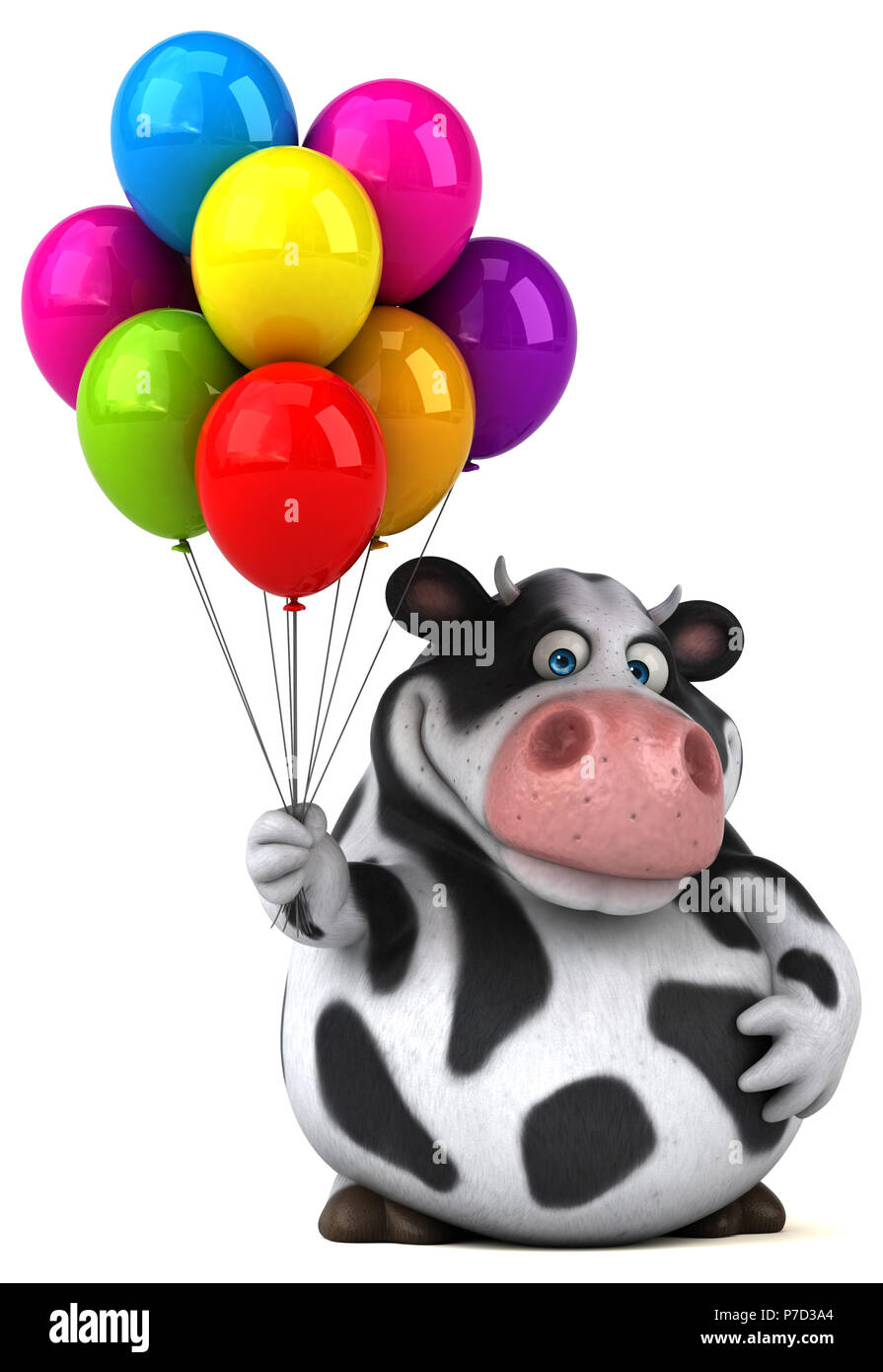 Fun cow - 3D Illustration Stock Photo - Alamy