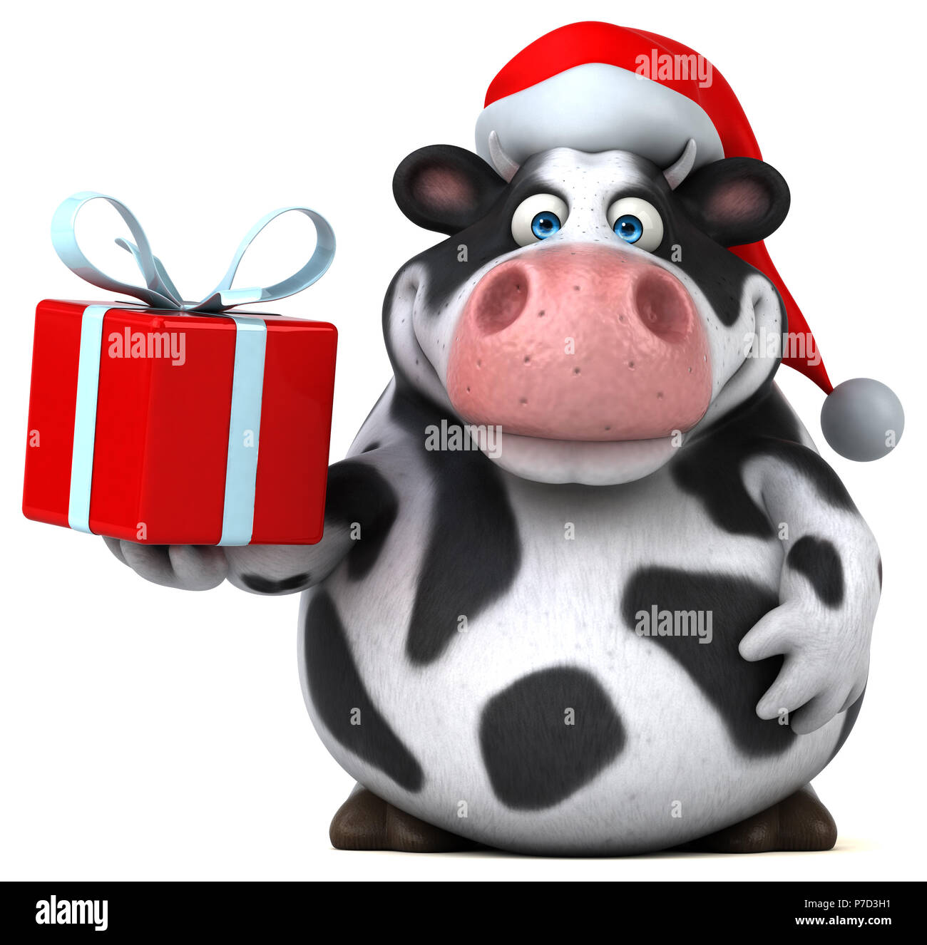 Fun santa cow - 3D Illustration Stock Photo - Alamy