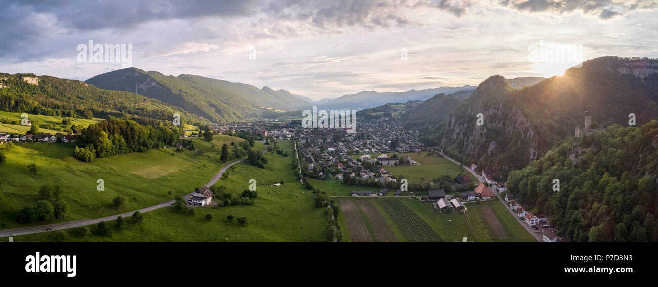 Panorama from Neu Bechburg Castle over Äussere Klus and Balsthal ...