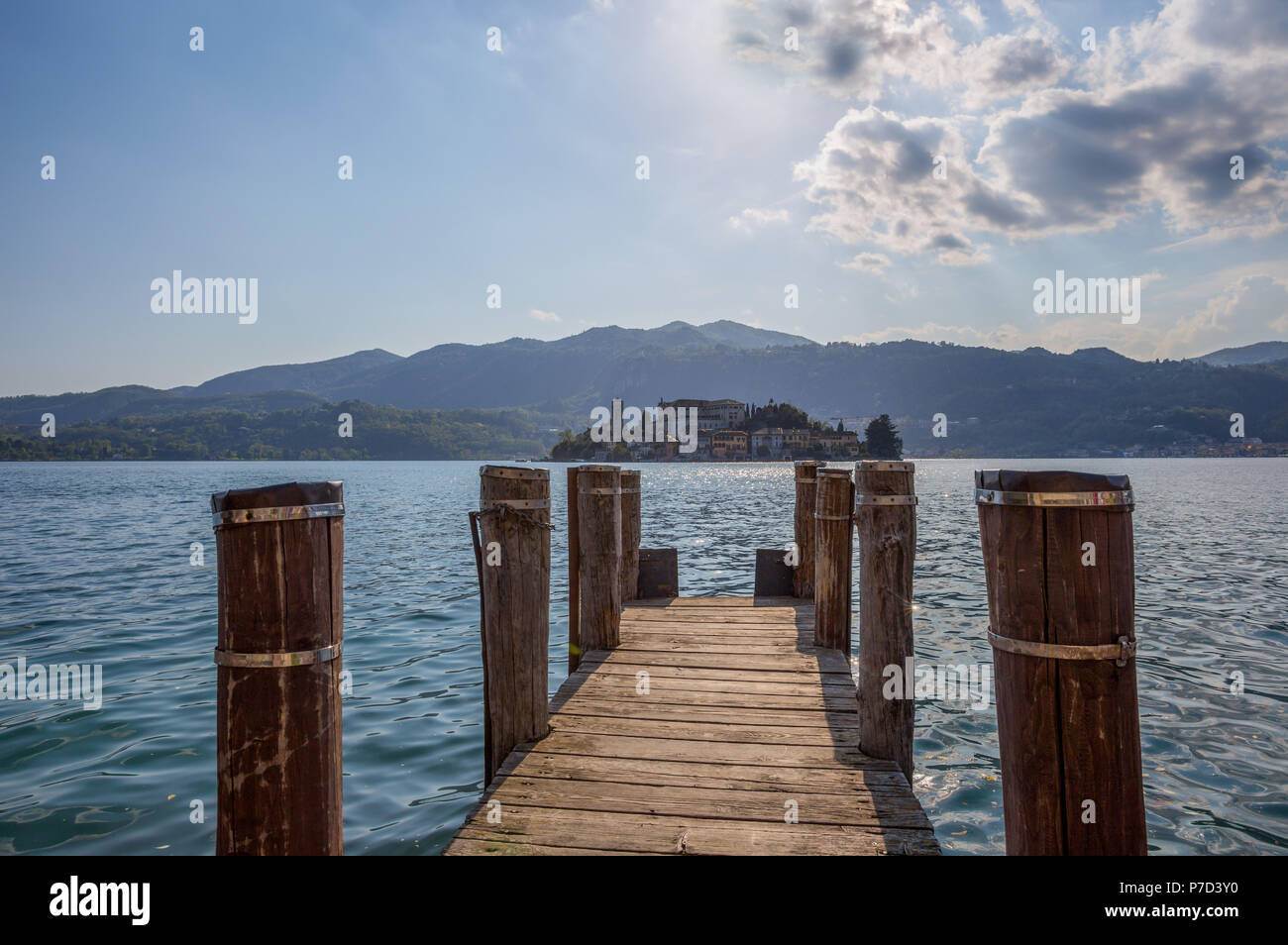 View of San Giulio island from Orta San Giulio, Novara province, Italy ...