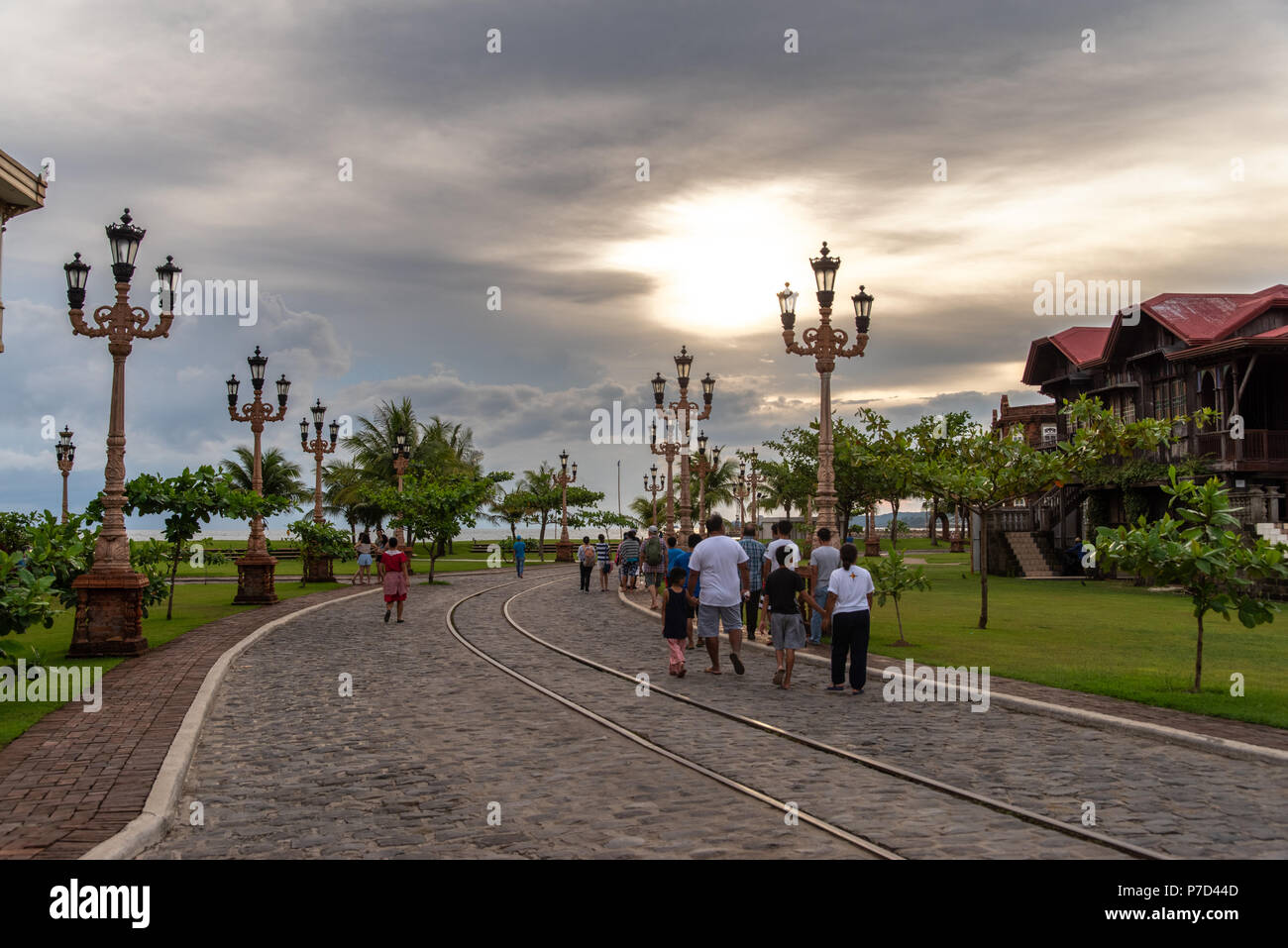 Bataan, Philippines - Jun 30,2018 : Tourist walking street at Las casas ...