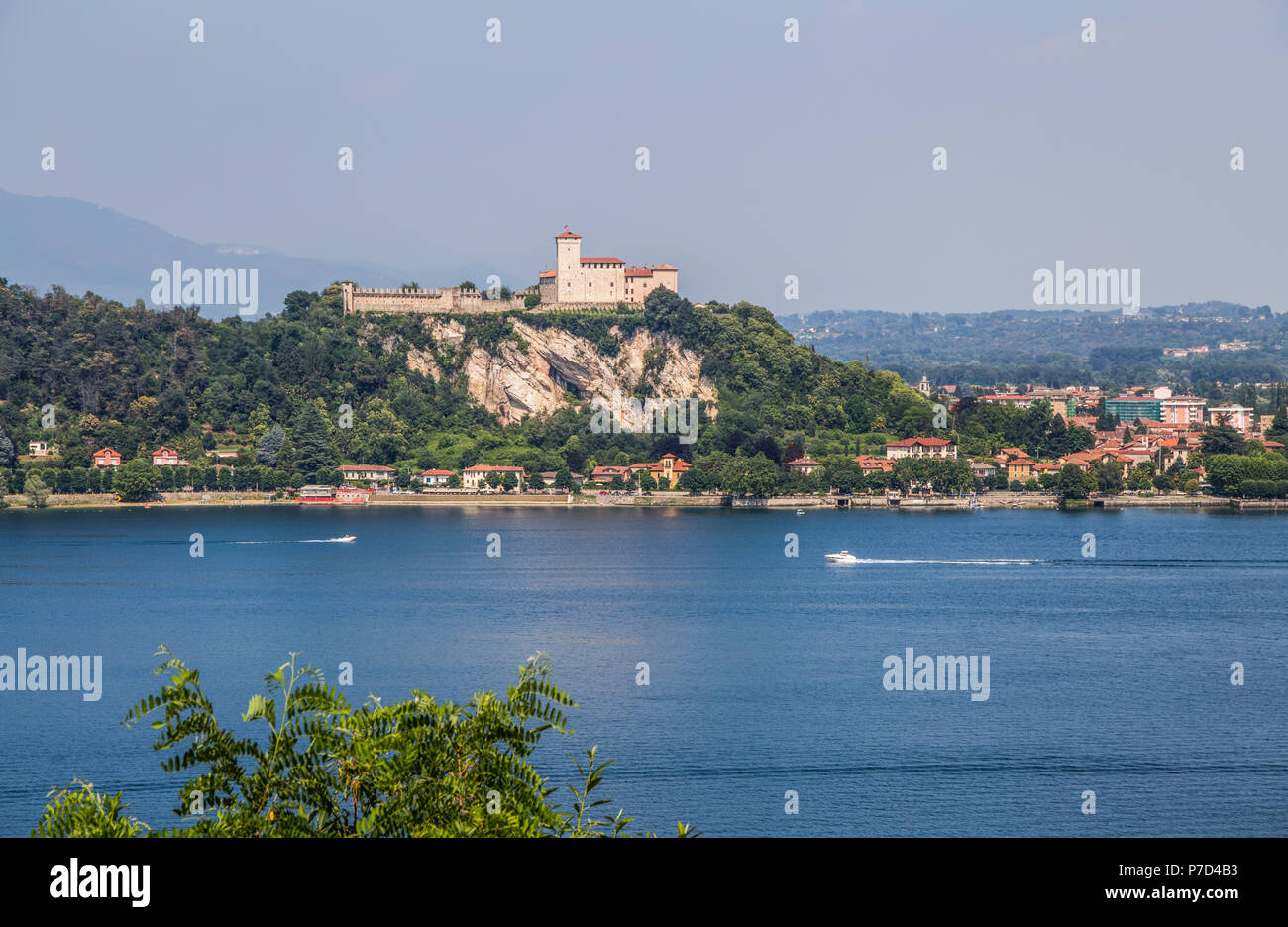 View of Rocca Borromea in Angera town, Angera, Maggiore Lake, Varese ...