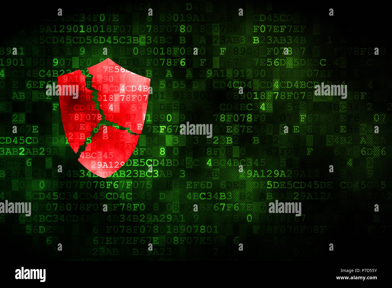 Safety concept: Broken Shield on digital background Stock Photo - Alamy