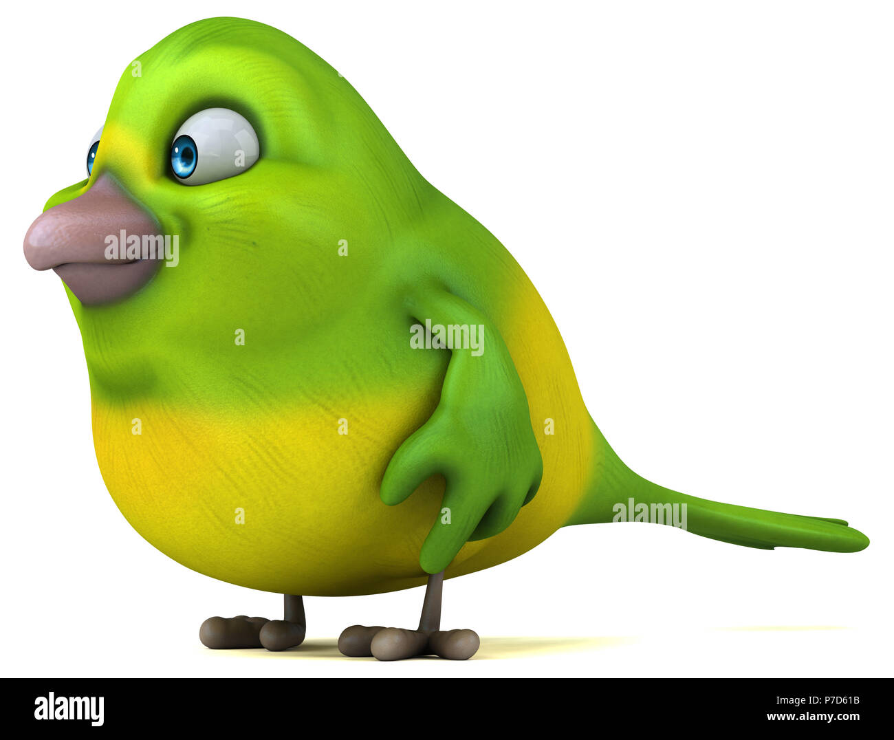 Fun green bird - 3D Illustration Stock Photo - Alamy