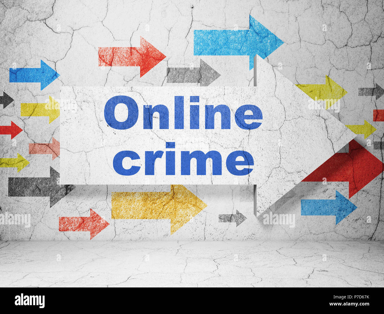 Protection concept: arrow with Online Crime on grunge wall background ...