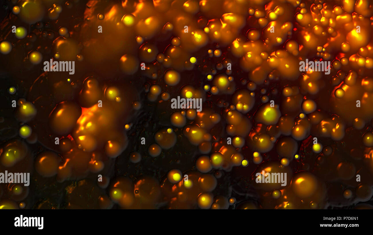 Abstract gold liquid plastic particles background, 3d illustration ...