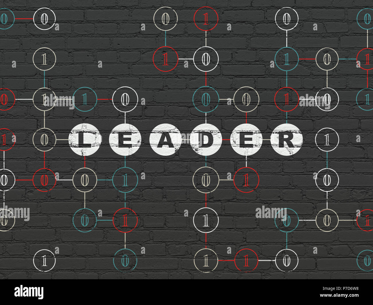 Business concept: Leader on wall background Stock Photo - Alamy