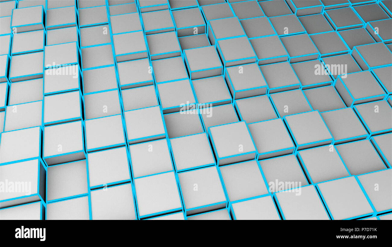 Many abstract cubes in space, modern computer generated 3D render ...