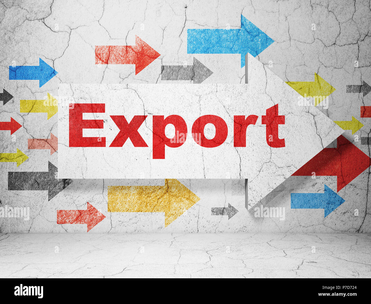 Business concept: arrow with Export on grunge wall background Stock ...