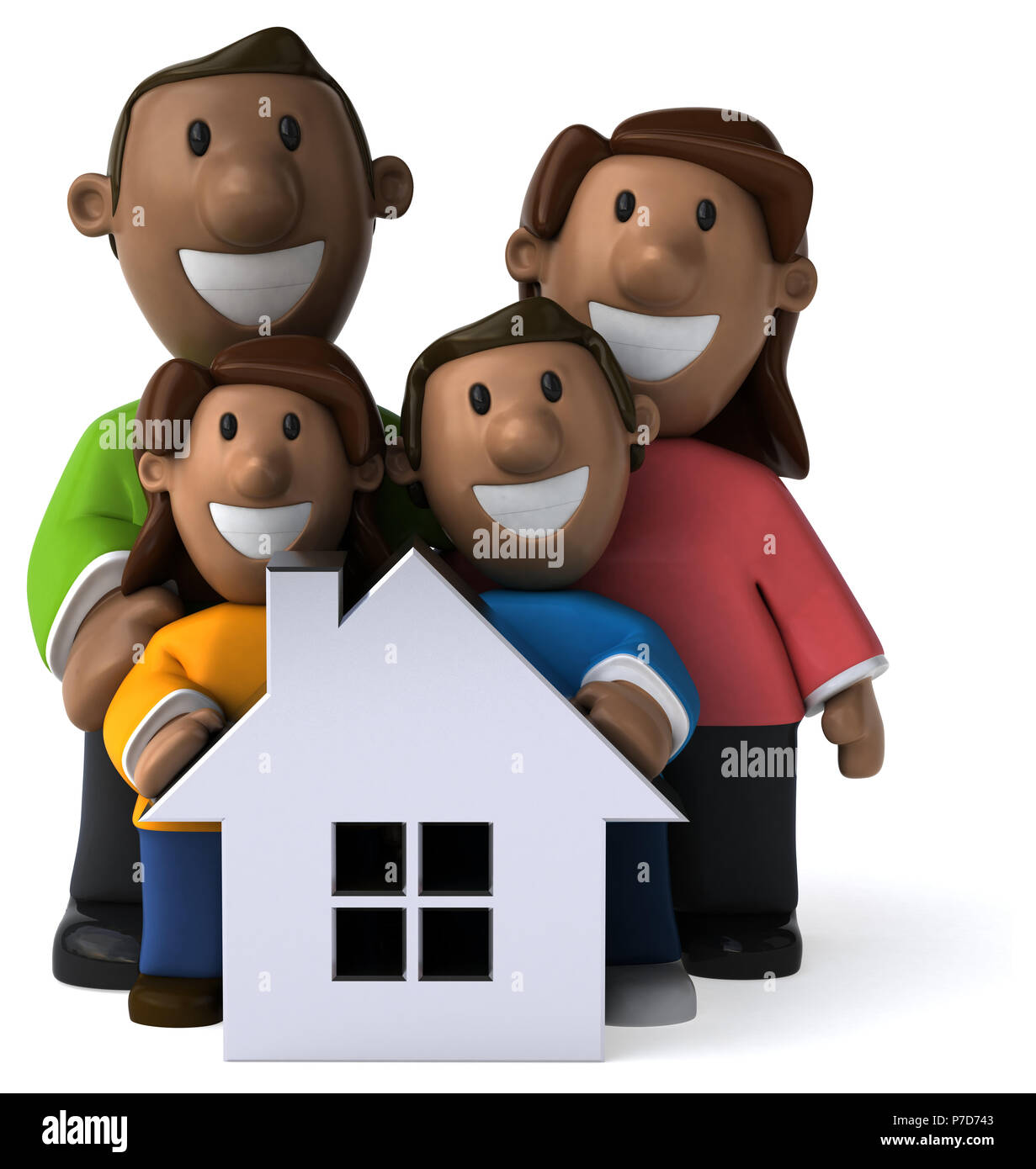 Happy family - 3D Illustration Stock Photo - Alamy