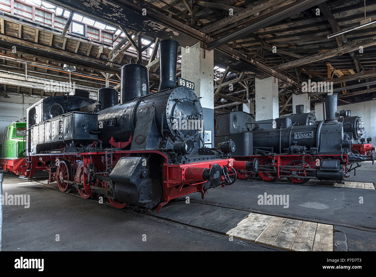 Steam locomotive 89 837 from 1921, right Steam locomotive 7 Füssen from ...