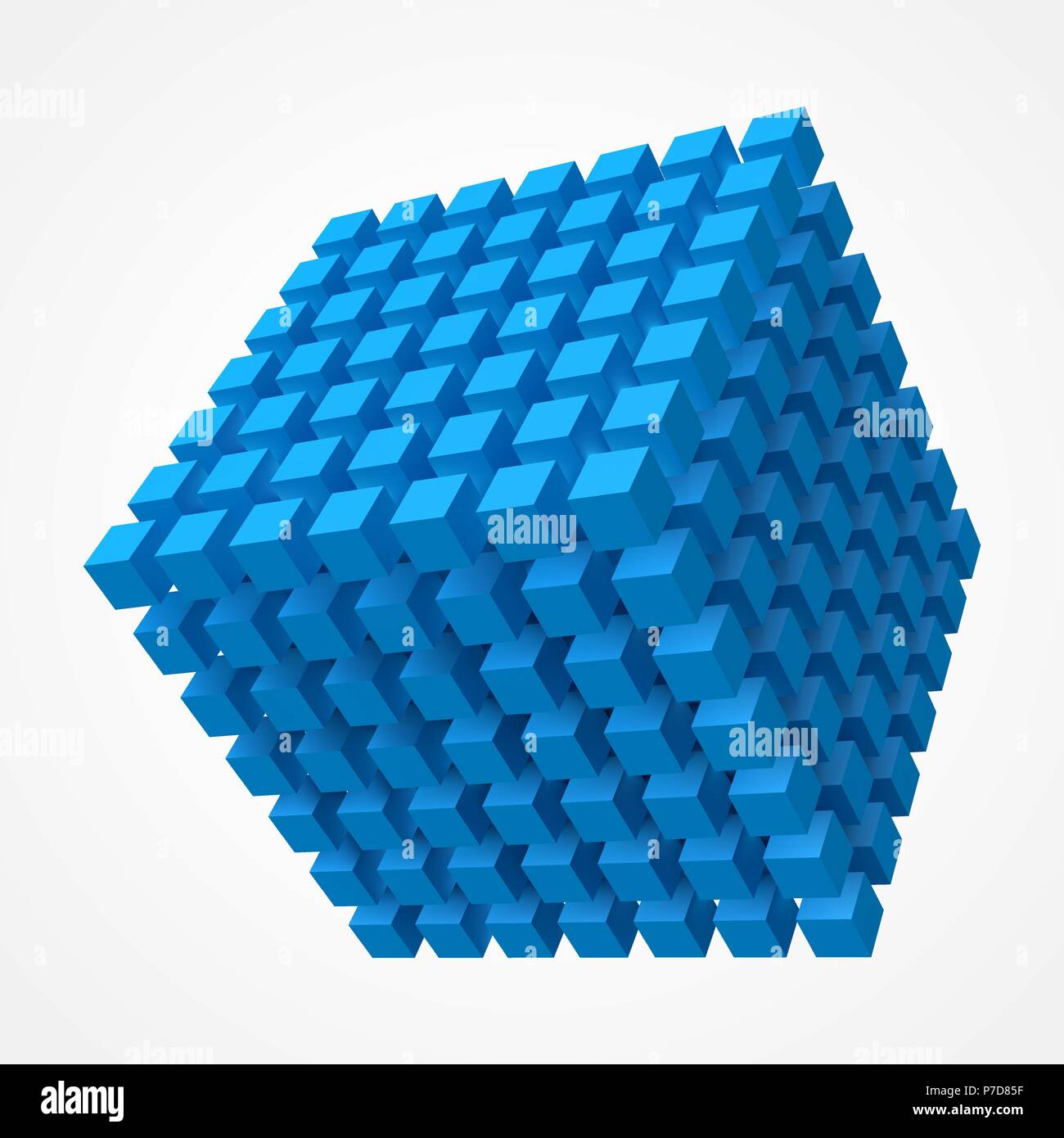 cube of cubes, blue version 3d style vector illustration Stock Vector ...