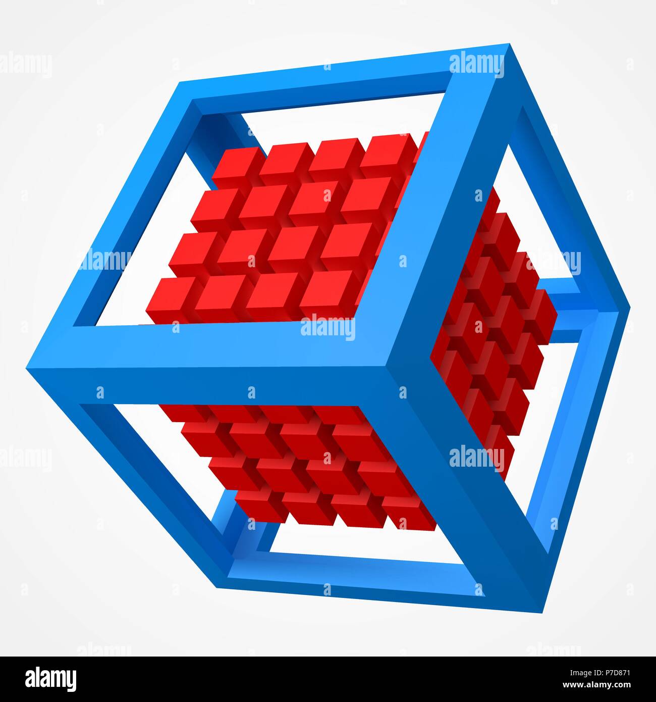 group of cubes, in cubic frame. 3d style vector illustration Stock ...