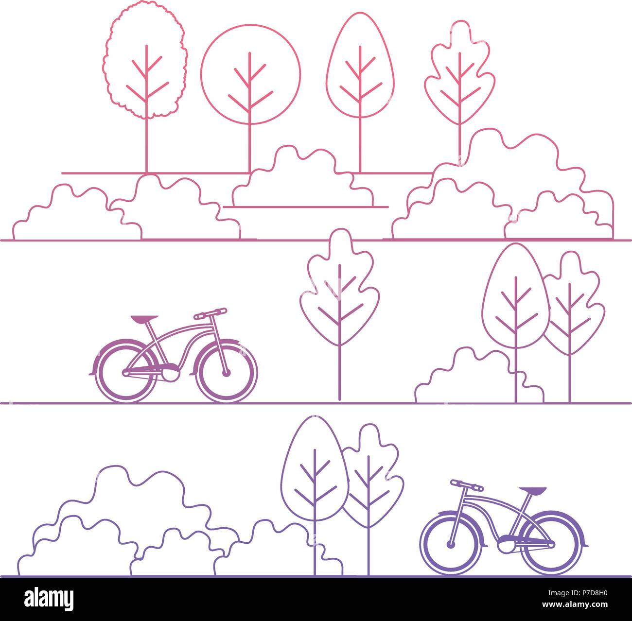 forest landscape with bicycle scene Stock Vector Image & Art - Alamy