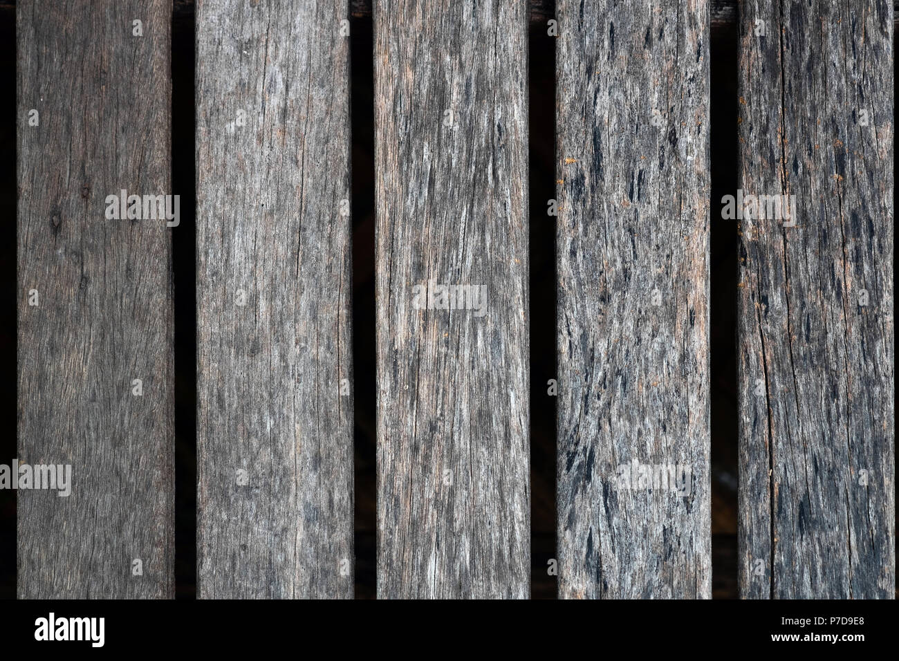 Close up of old brown wood lath with natural striped background and ...