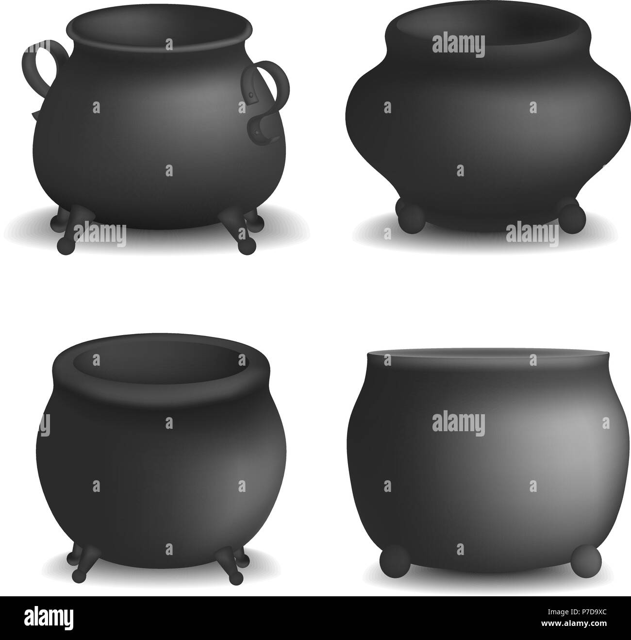 Cauldron pot halloween mockup set, realistic style Stock Vector Image ...