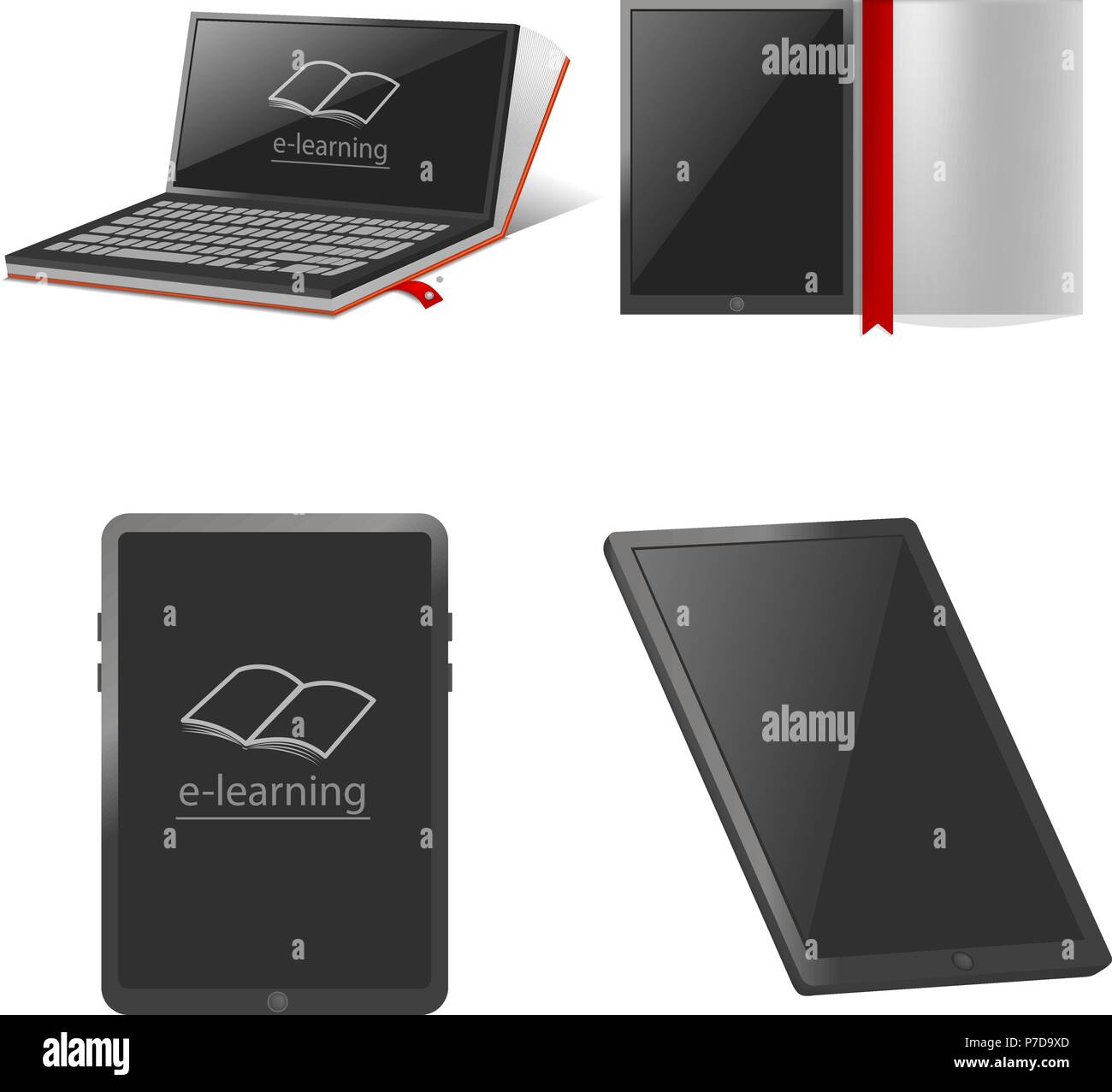 E-learning training mockup set, realistic style Stock Vector Image ...