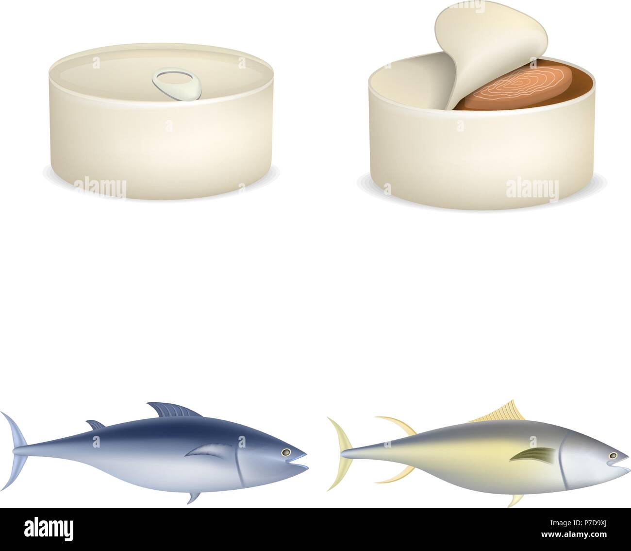 Tuna fish can steak icons set, realistic style Stock Vector Image & Art ...